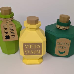 Potion Bottles 3D Papercraft Set 2| SVG,PDF |12 Potions,elixers and ...