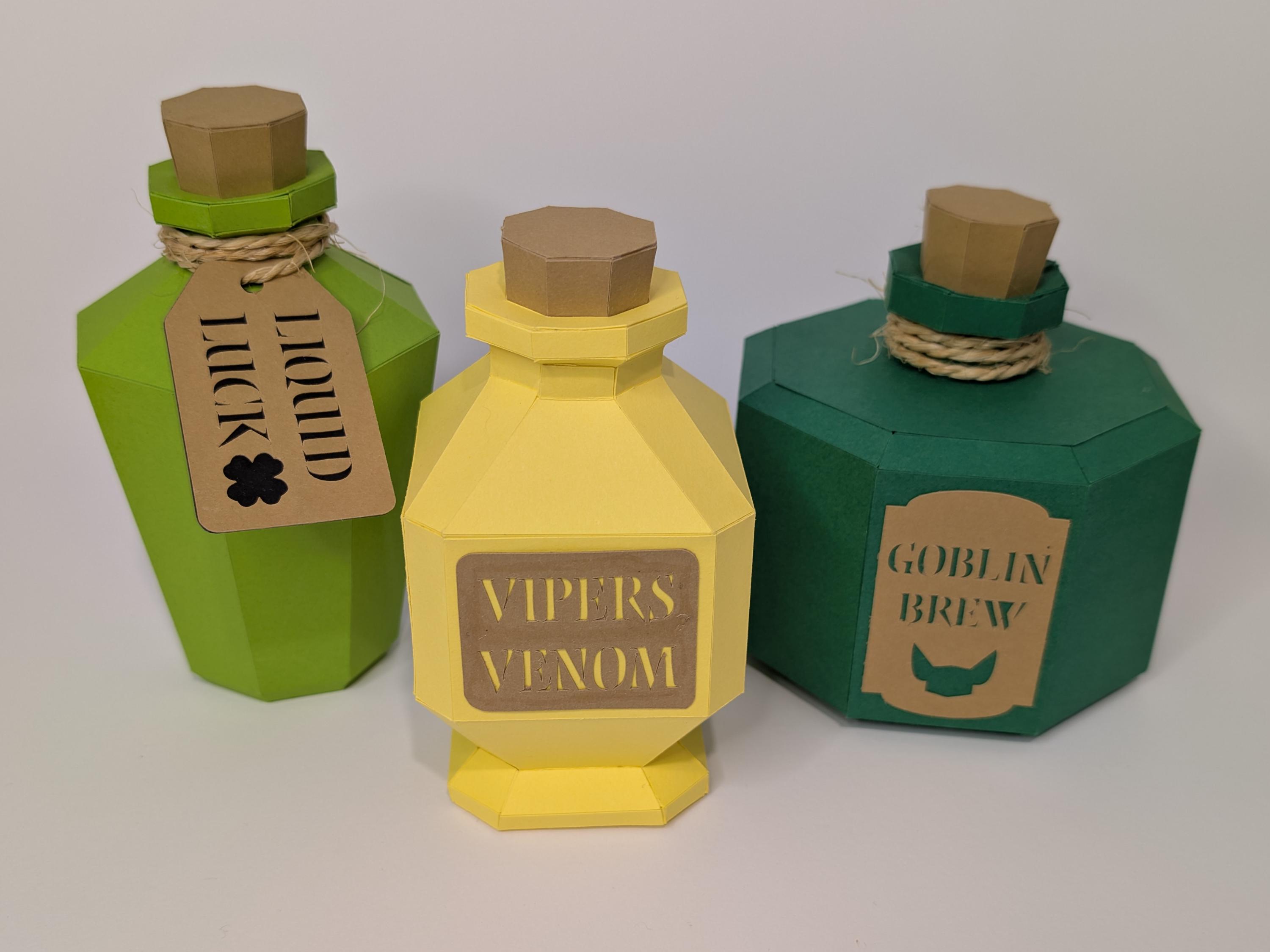 Potion Bottles 3D Papercraft Set 2| SVG,PDF |12 Potions,elixers and ...