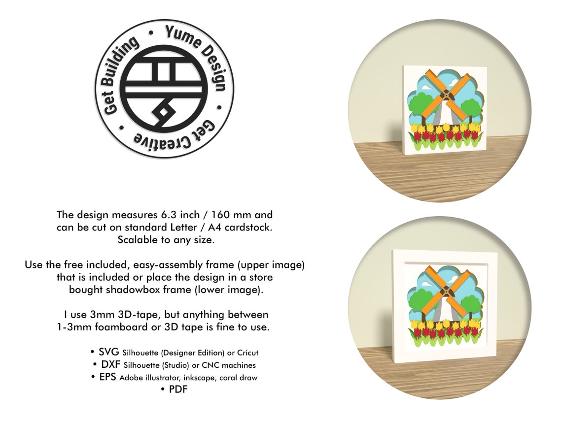 The Netherlands Shadowbox | Tulips and Windmills | Traveling | SVG, EPS ...