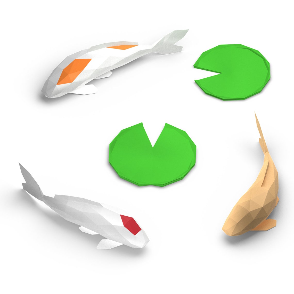 Koi Pond 3D Papercraft || DIY Paper Sculpture || Paper Model Pattern ...