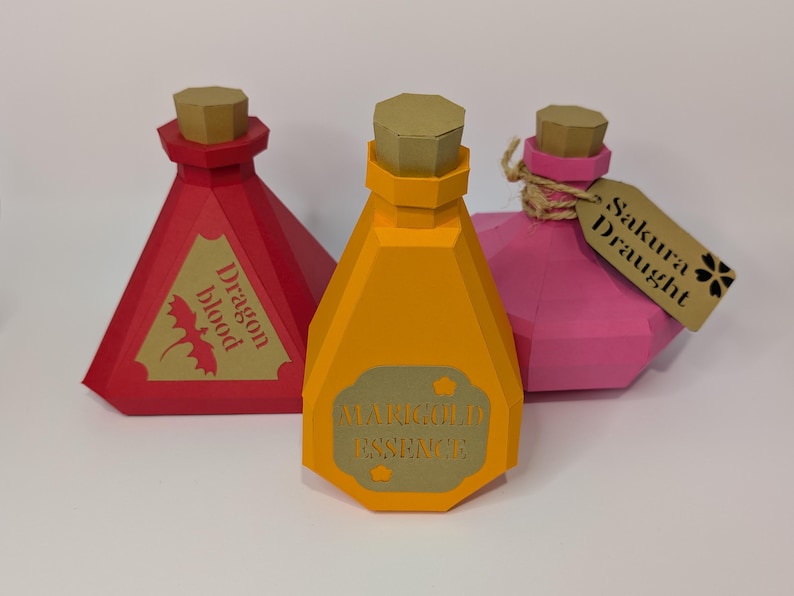 Potion Bottles 3D Papercraft Set 2| SVG,PDF |12 Potions,elixers and ...