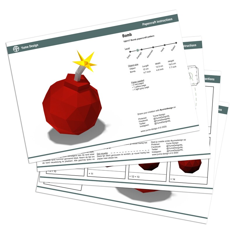 Bomb 3D Papercraft DIY Paper Sculpture Paper Model - Etsy