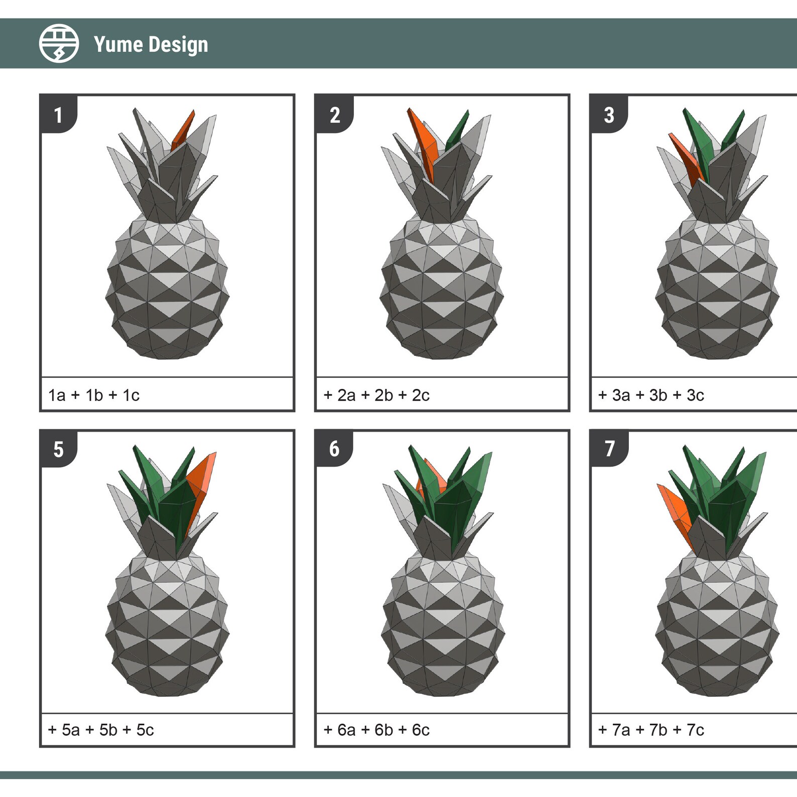 Pineapple 3D Papercraft DIY Paper Sculpture Paper Model Pattern Do It ...