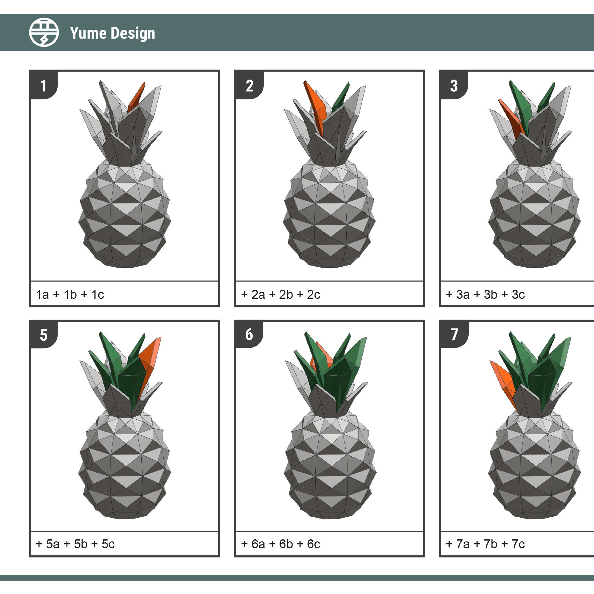 Pineapple 3D Papercraft DIY Paper Sculpture Paper Model Pattern Do It ...