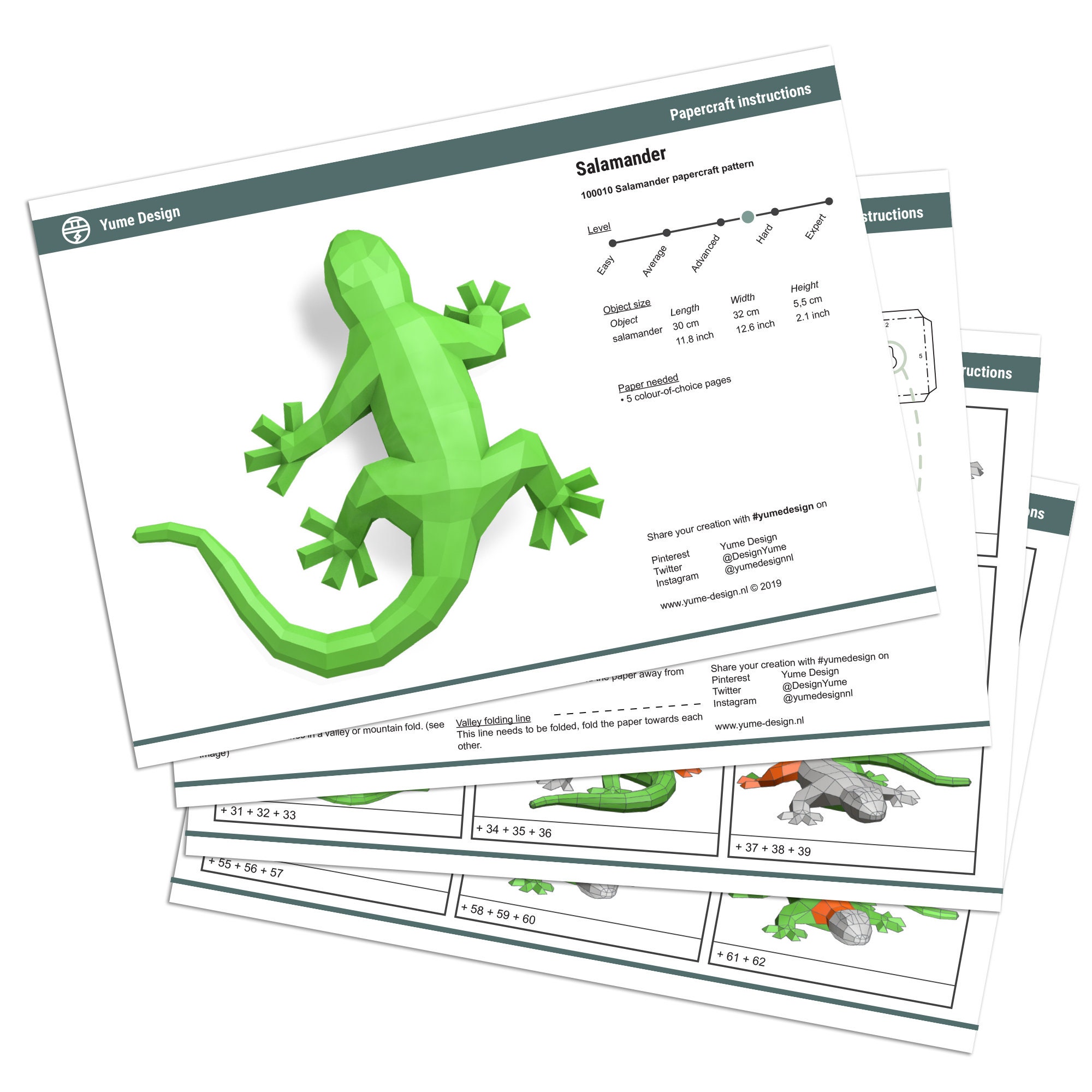 Salamander 3D Papercraft || DIY Paper Sculpture || Paper Model Pattern ...