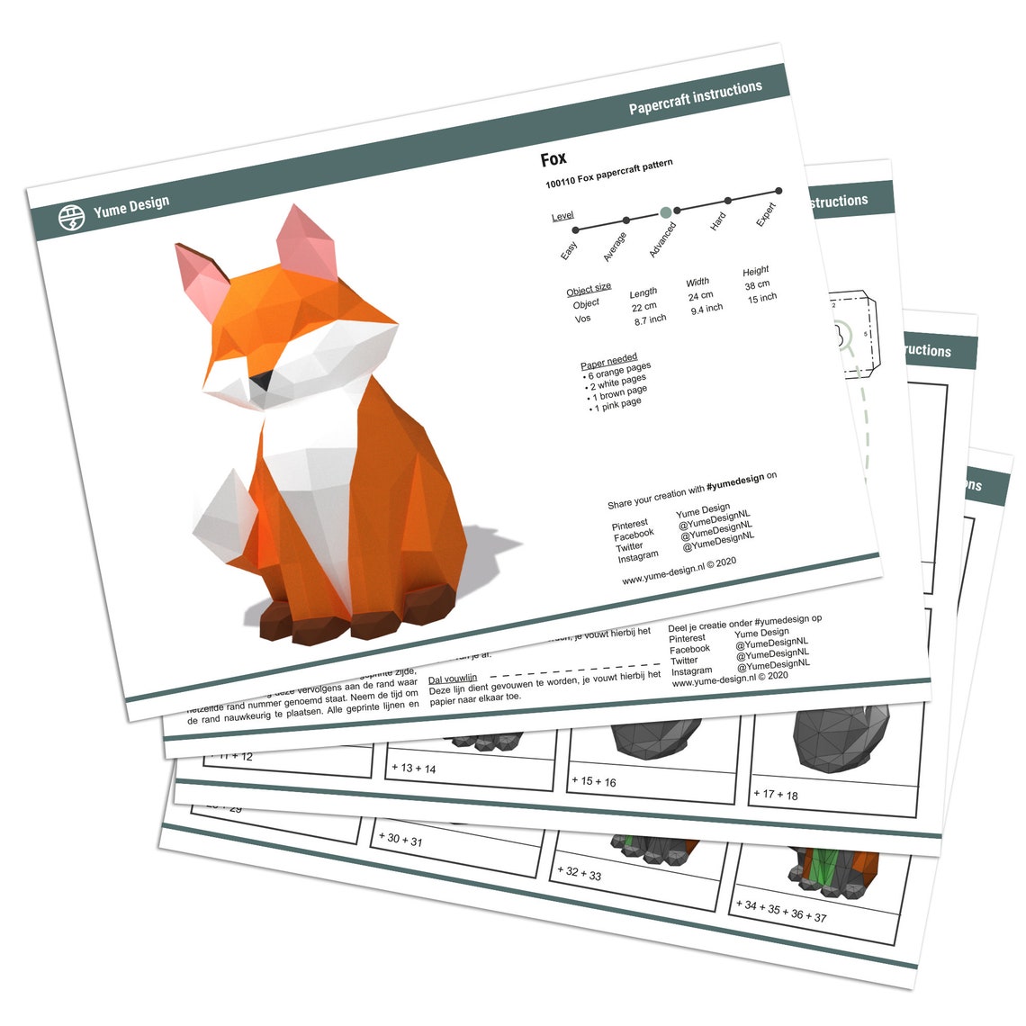 Fox 3D Papercraft DIY Paper Sculpture Paper Model - Etsy