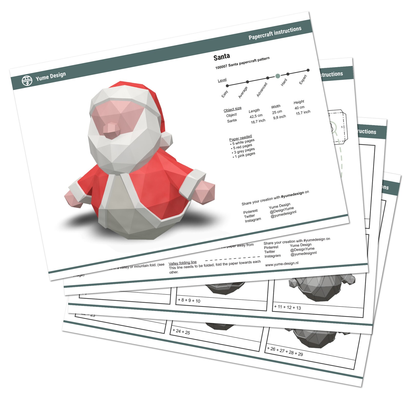 Santa 3D Papercraft || DIY Paper Sculpture || Paper Model Pattern || Do ...