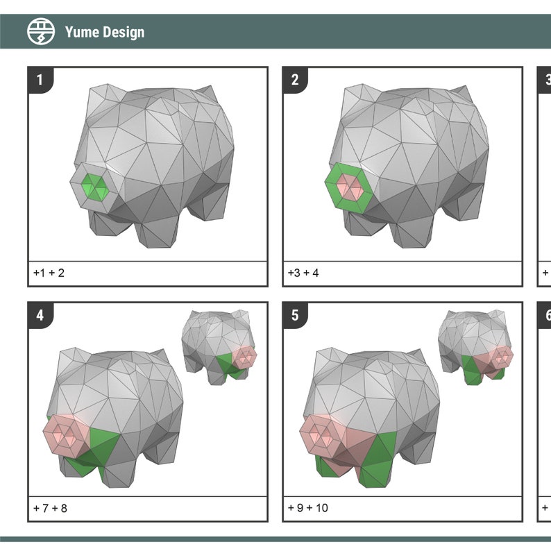 Piggy 3D Papercraft Pig DIY Paper Sculpture Paper - Etsy