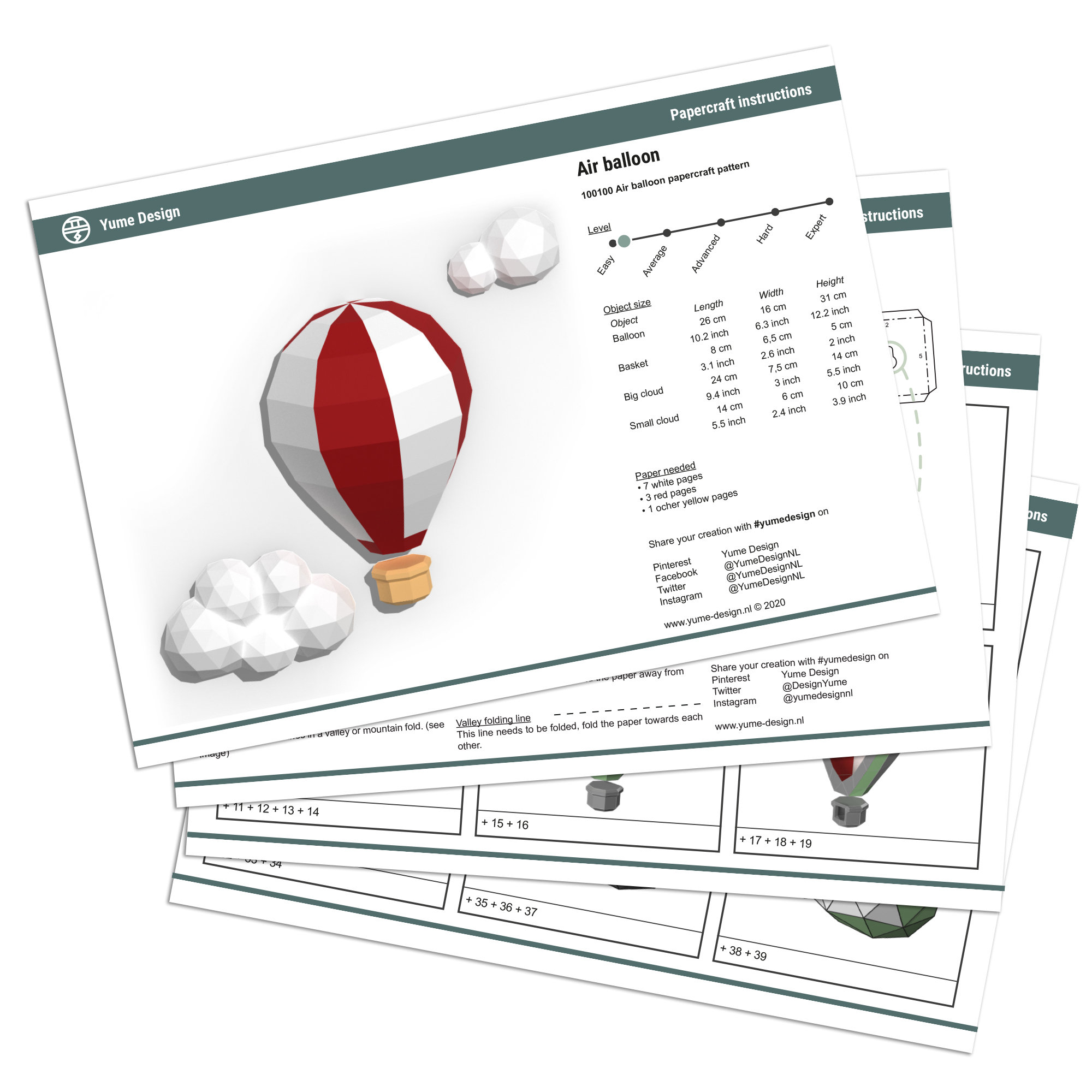 Air Balloon 3D Papercraft | DIY Paper Sculpture | Paper Model Pattern ...