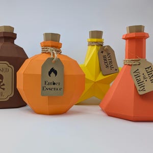 Potion Bottles 3D Papercraft | SVG,PDF | 12 Potions,elixers and Brews ...