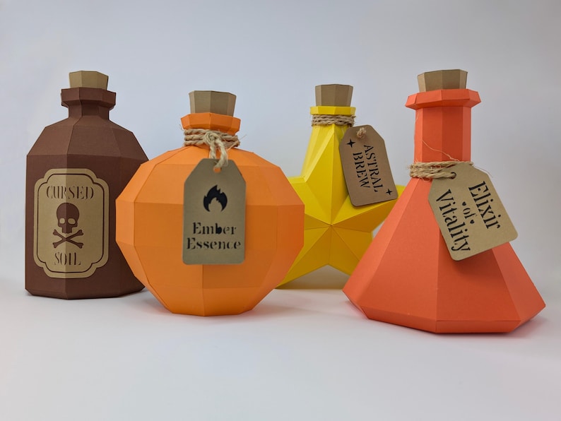 Potion Bottles 3D Papercraft | SVG,PDF | 12 Potions,elixers and Brews ...
