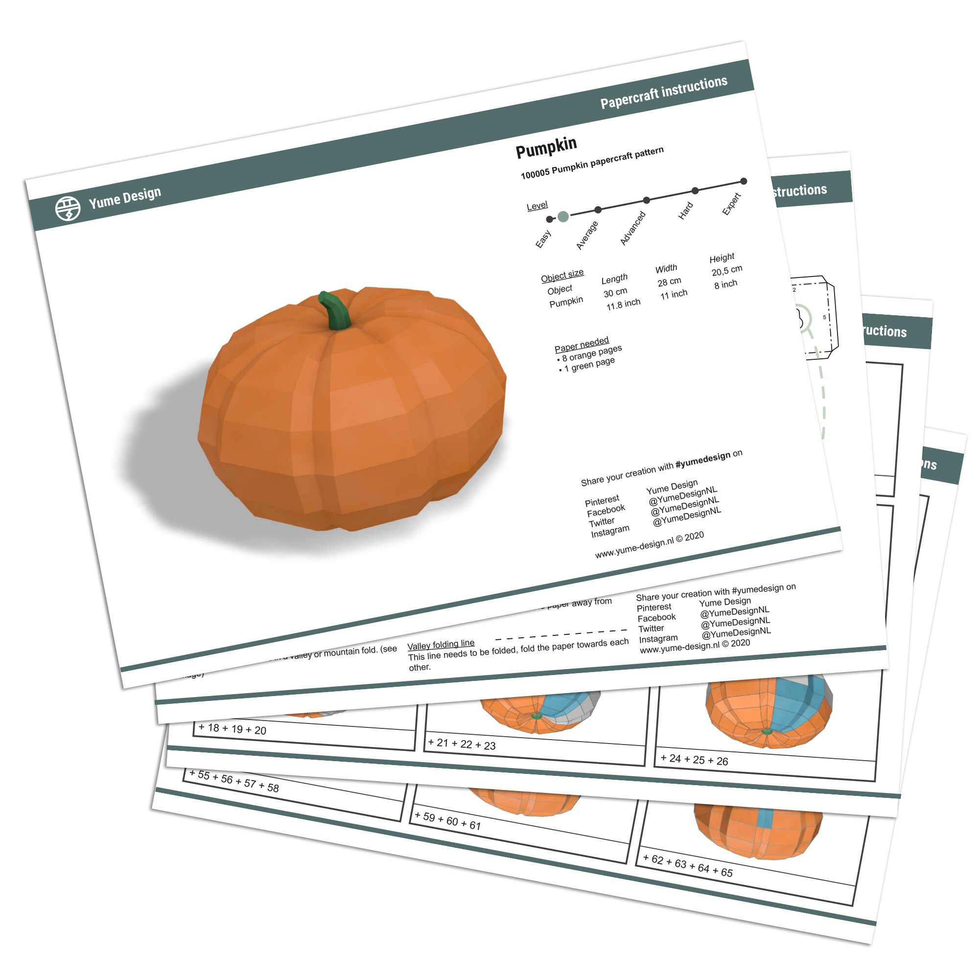 Pumpkin 3D Papercraft DIY Paper Sculpture Paper Model Pattern Do It ...