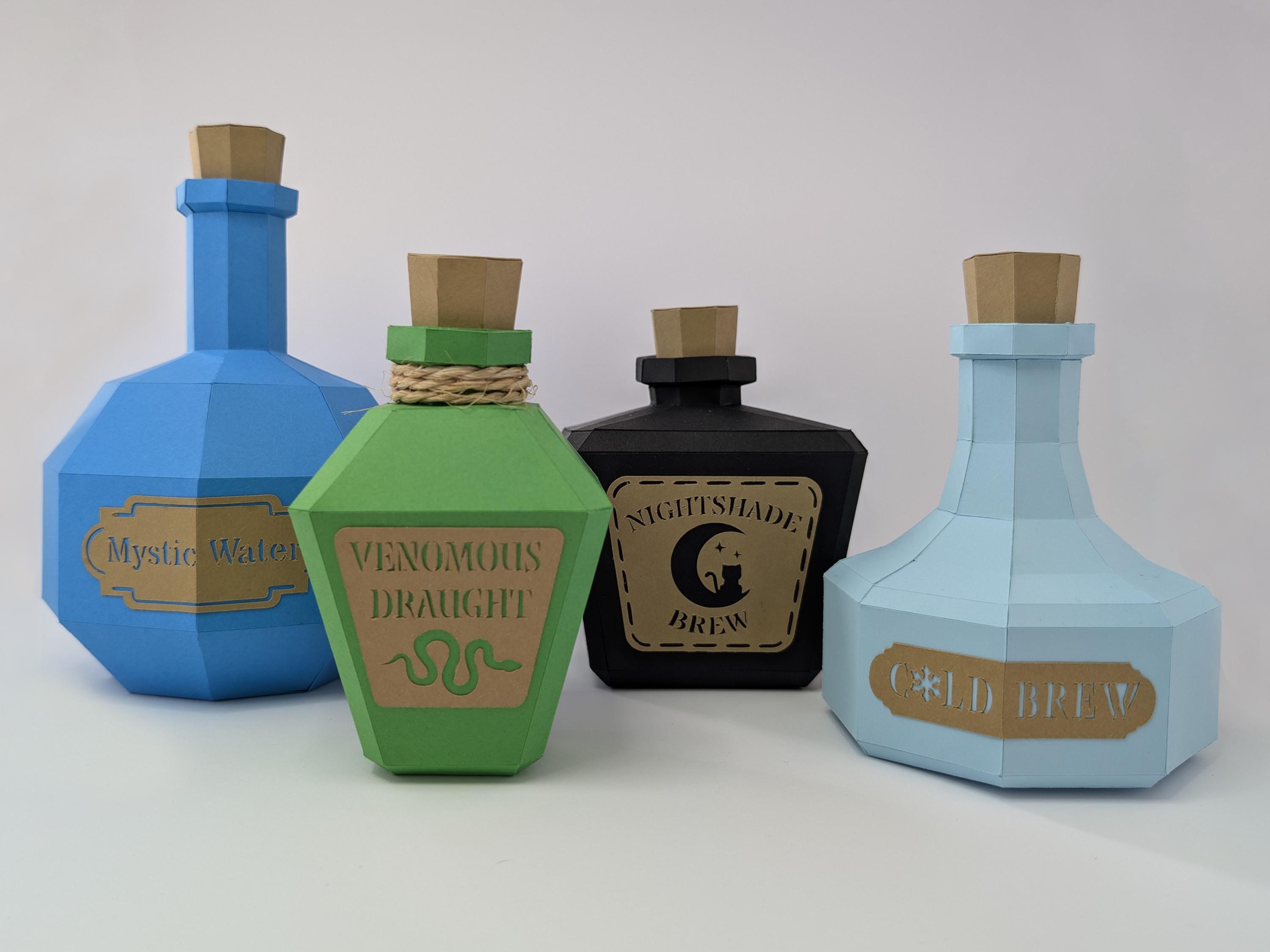Potion Bottles 3D Papercraft | SVG,PDF | 12 Potions,elixers and Brews ...