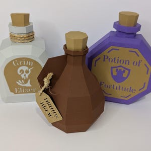 Potion Bottles 3D Papercraft Set 2| SVG,PDF |12 Potions,elixers and ...