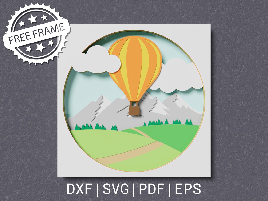 3D Air Balloon Shadowbox for Paper Cutting SVG EPS DXF - Etsy