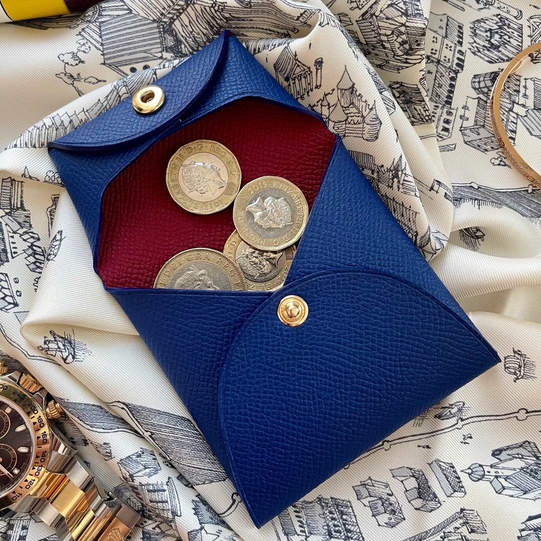 Handmade Electric Blue and Rouge Grenat Epsom Leather Coin Wallet - Etsy