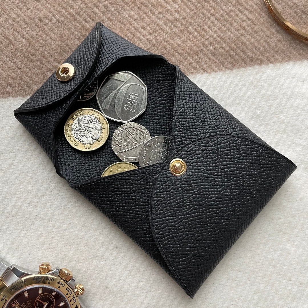 Handmade Black Double Sided Epsom Bastia Style Coin Purse - Etsy