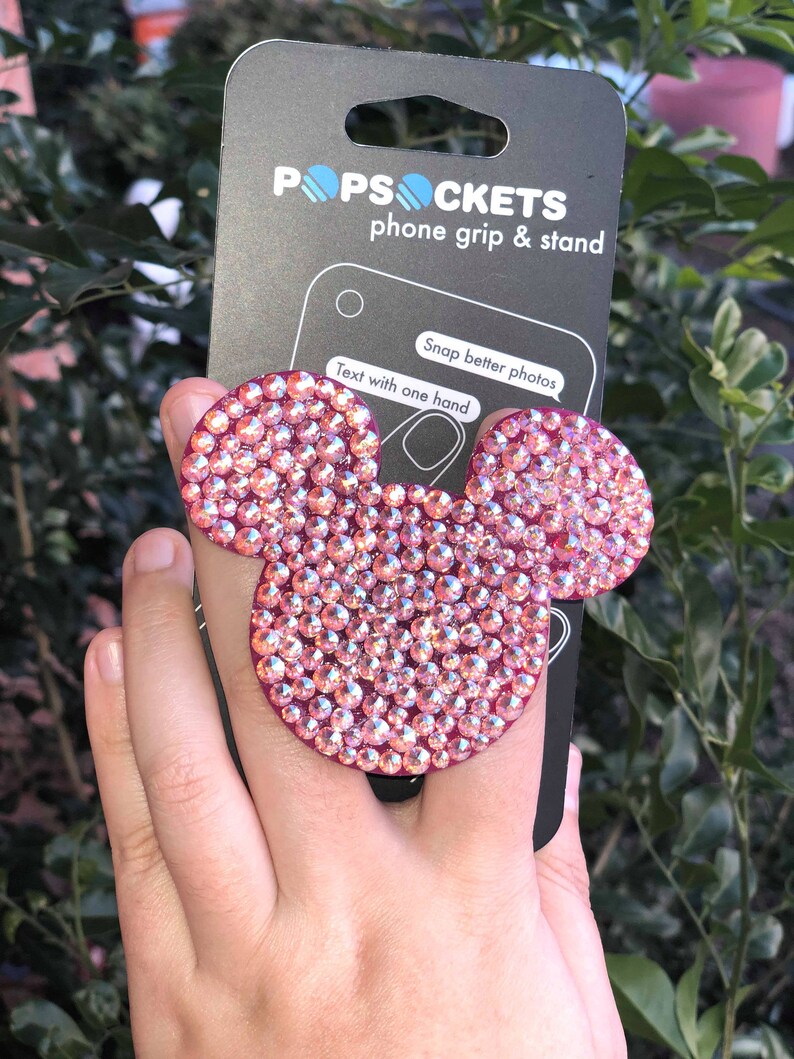 Swarovski Crystal Disney Mickey Mouse Head Popsocket "light Rose Ab" - Etsy