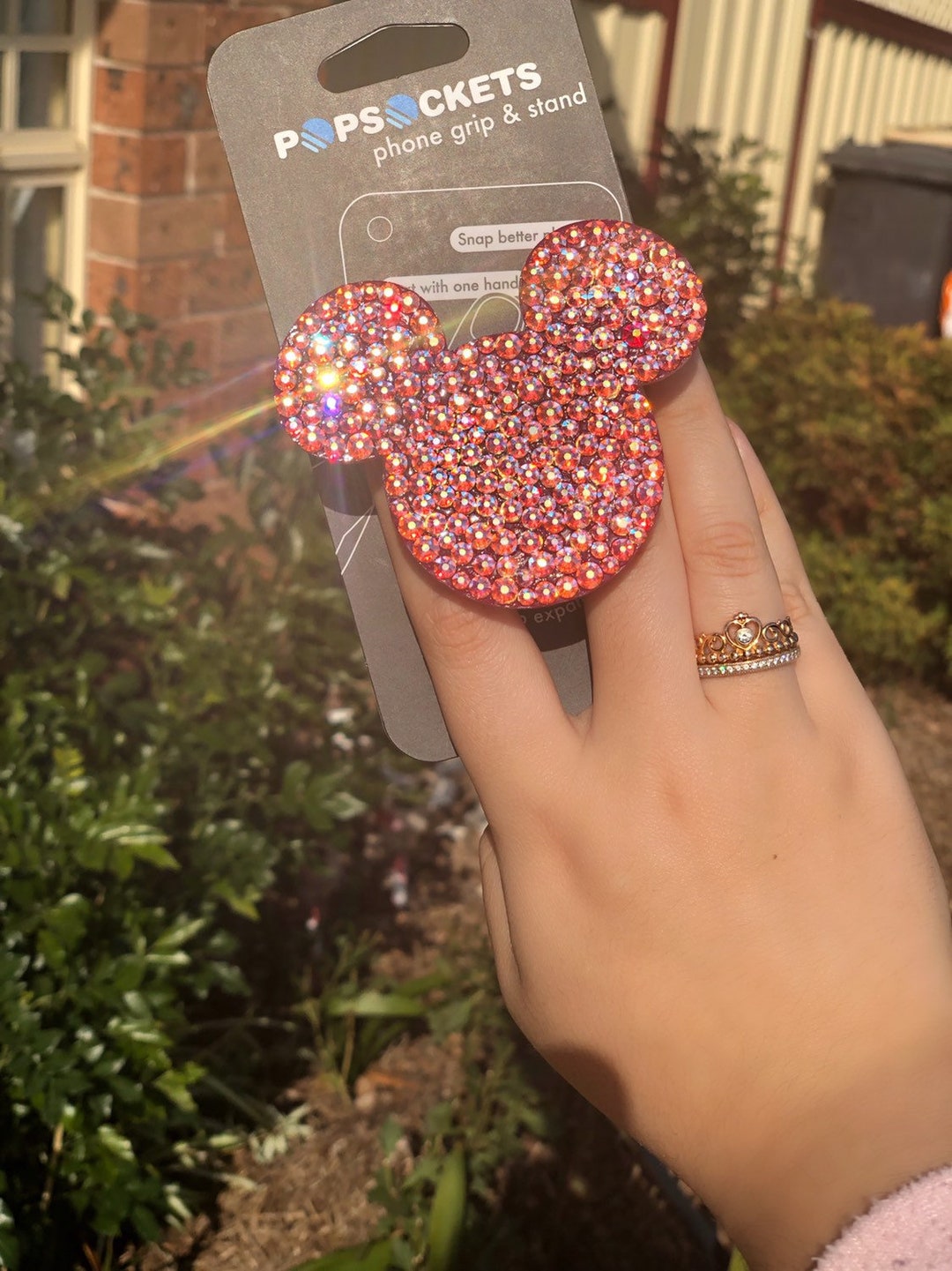 Swarovski Crystal Disney Mickey Mouse Head Popsocket "light Rose Ab" - Etsy
