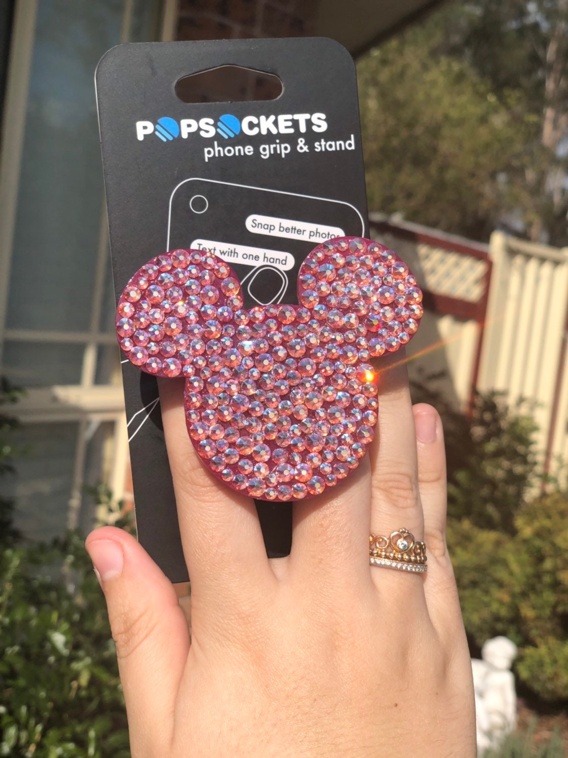 Swarovski Crystal Disney Mickey Mouse Head Popsocket "light Rose Ab" - Etsy