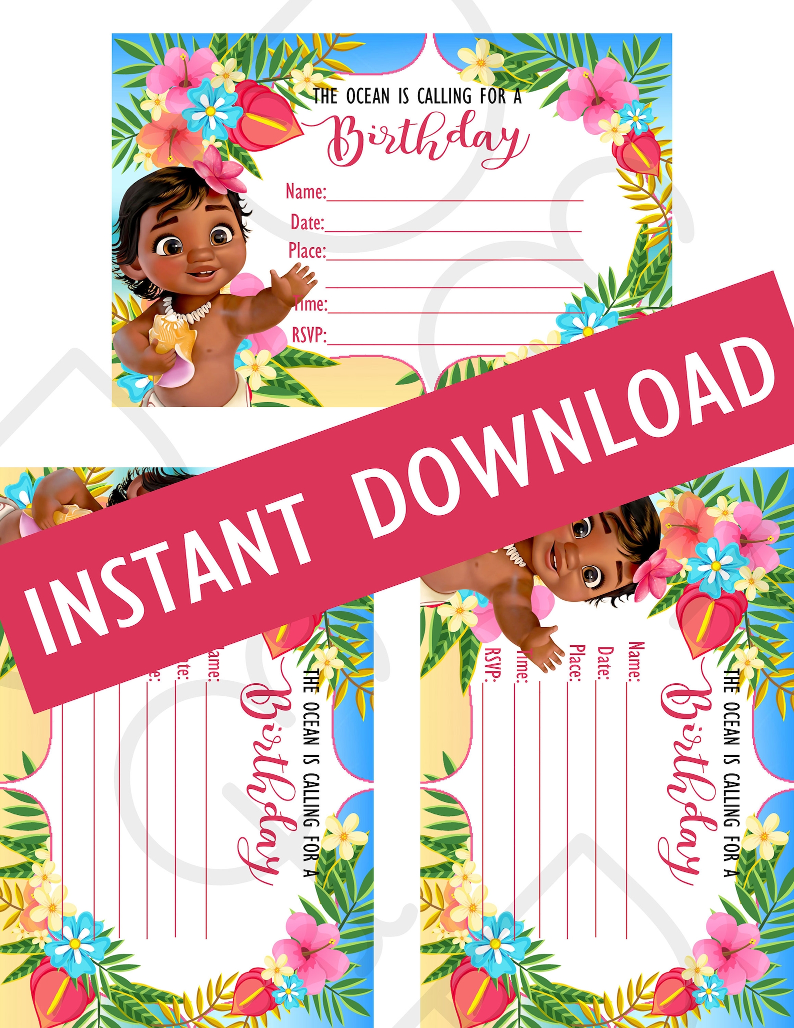 Baby Moana Invitations Printable