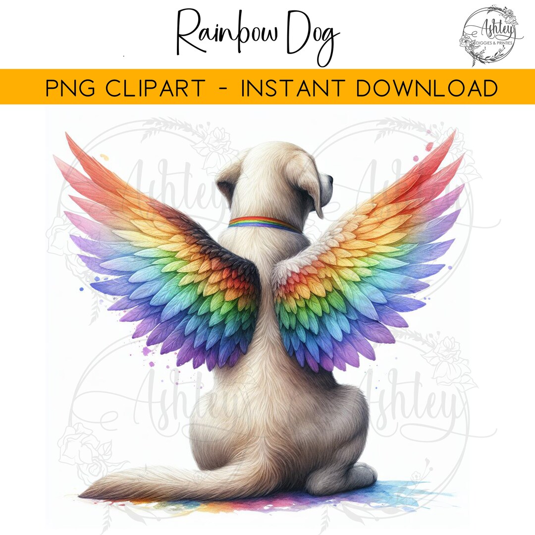 Watercolor Rainbow Bridge Dog Clipart Png, Junk Journal, Card Making ...