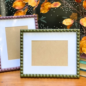 Glossy Beaded Bobbin Picture Frame Lacquered Bobbin Frame Painted ...