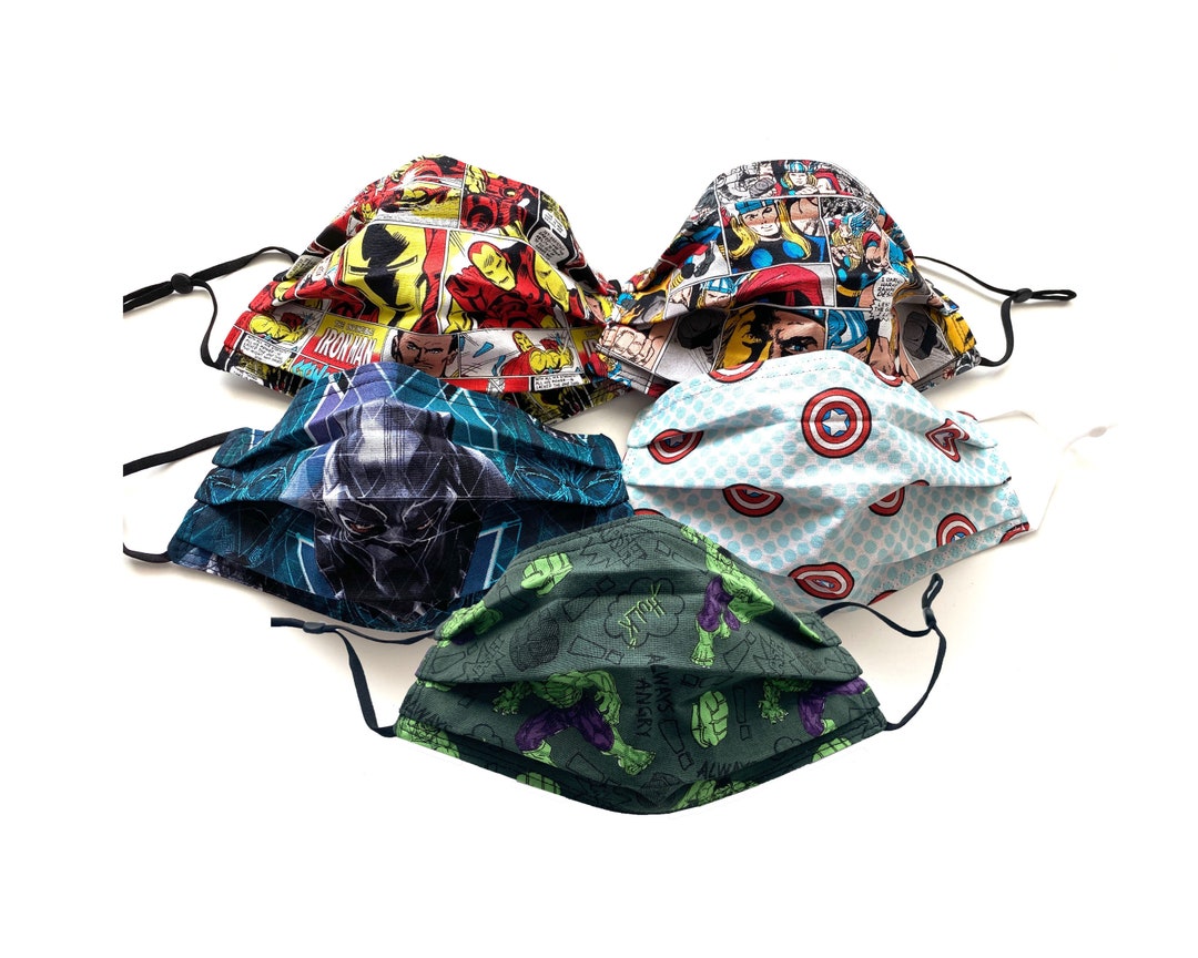 ADJUSTABLE Avengers Iron Man Black Panther Captain America Thor Face ...