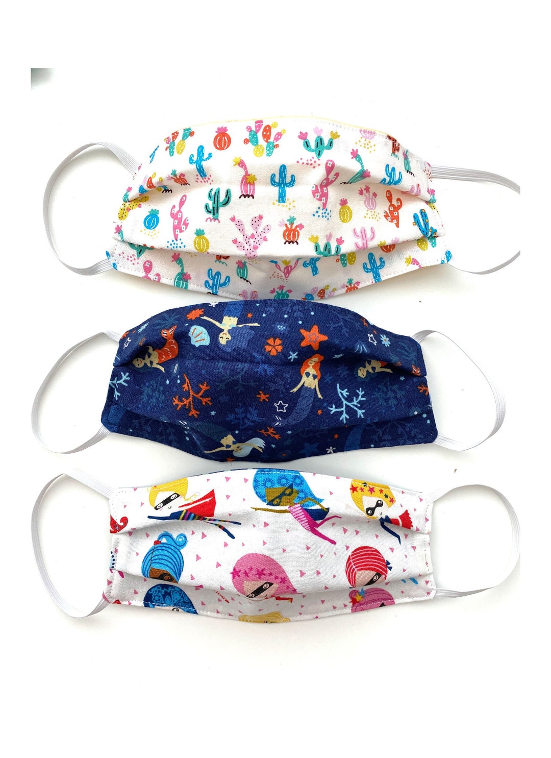 ADJUSTABLE Little Girl Face Mask Mermaid Cactus Super Hero - Etsy