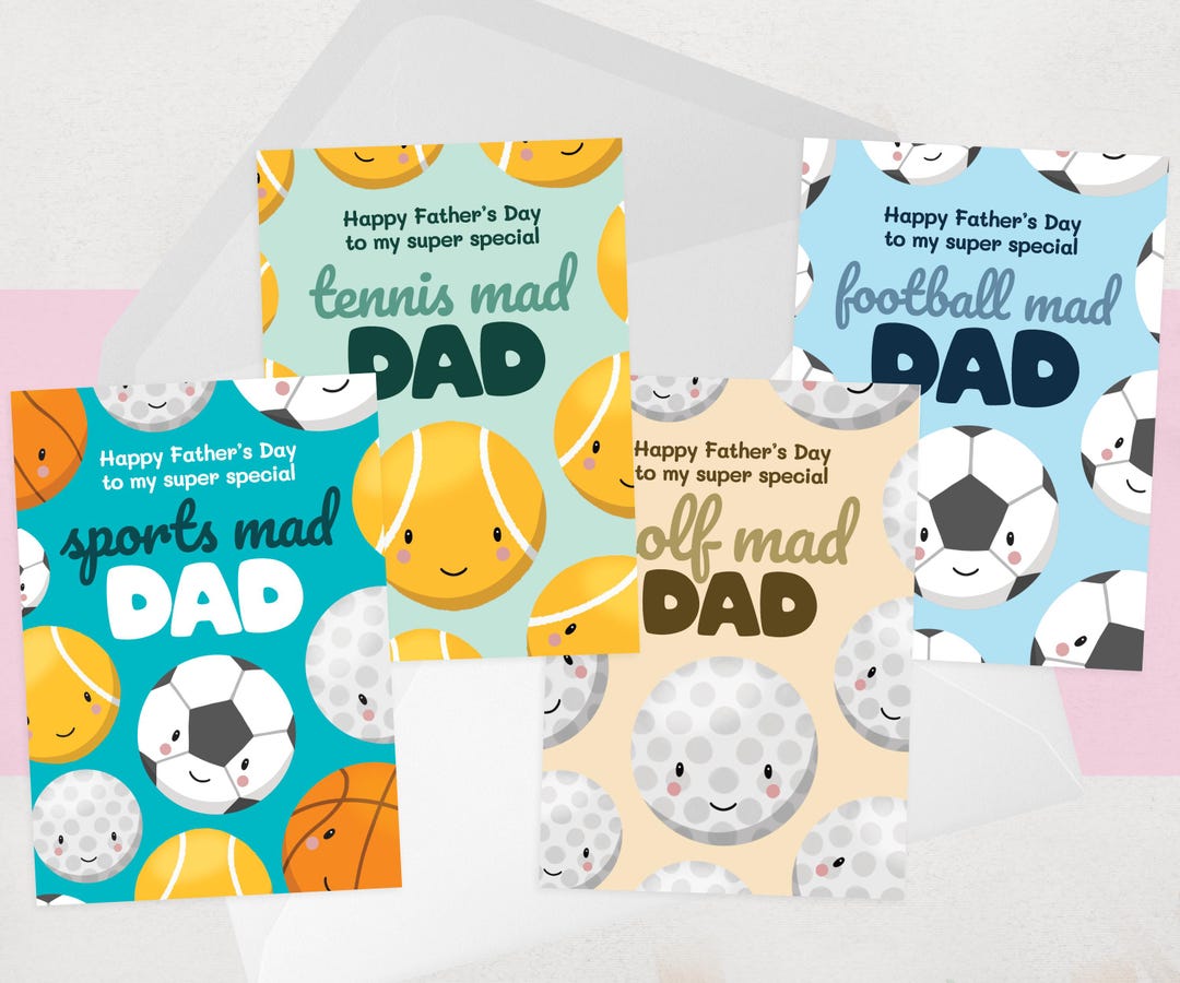 Sporty Dad Fathers Day Card - Football, Tennis, Golf, Basketball Crazy ...