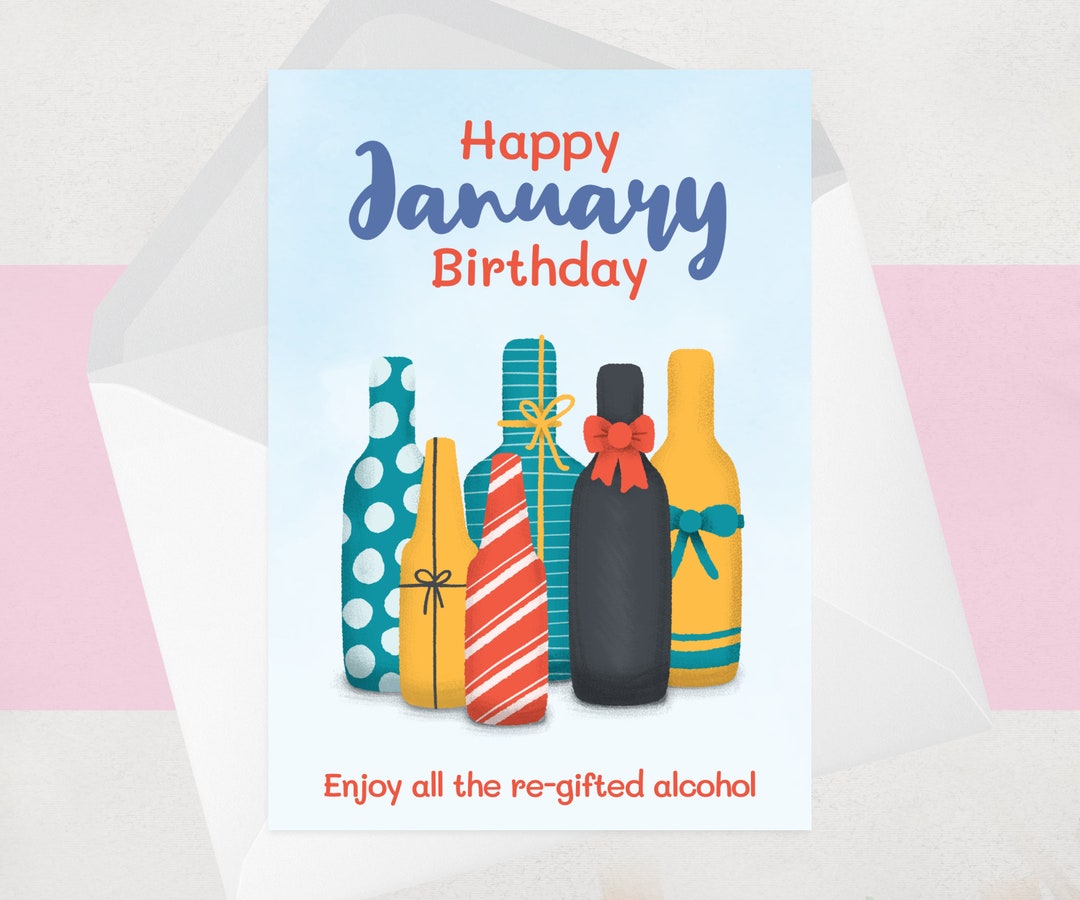 January Birthday Card - Funny Jan Birthday Card - Dry Jan - Cheeky Re ...
