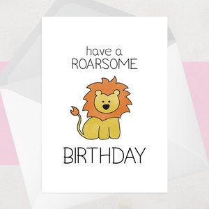 Personalised Lion Birthday Card - Cute, Funny Greeting Card for Boy or ...