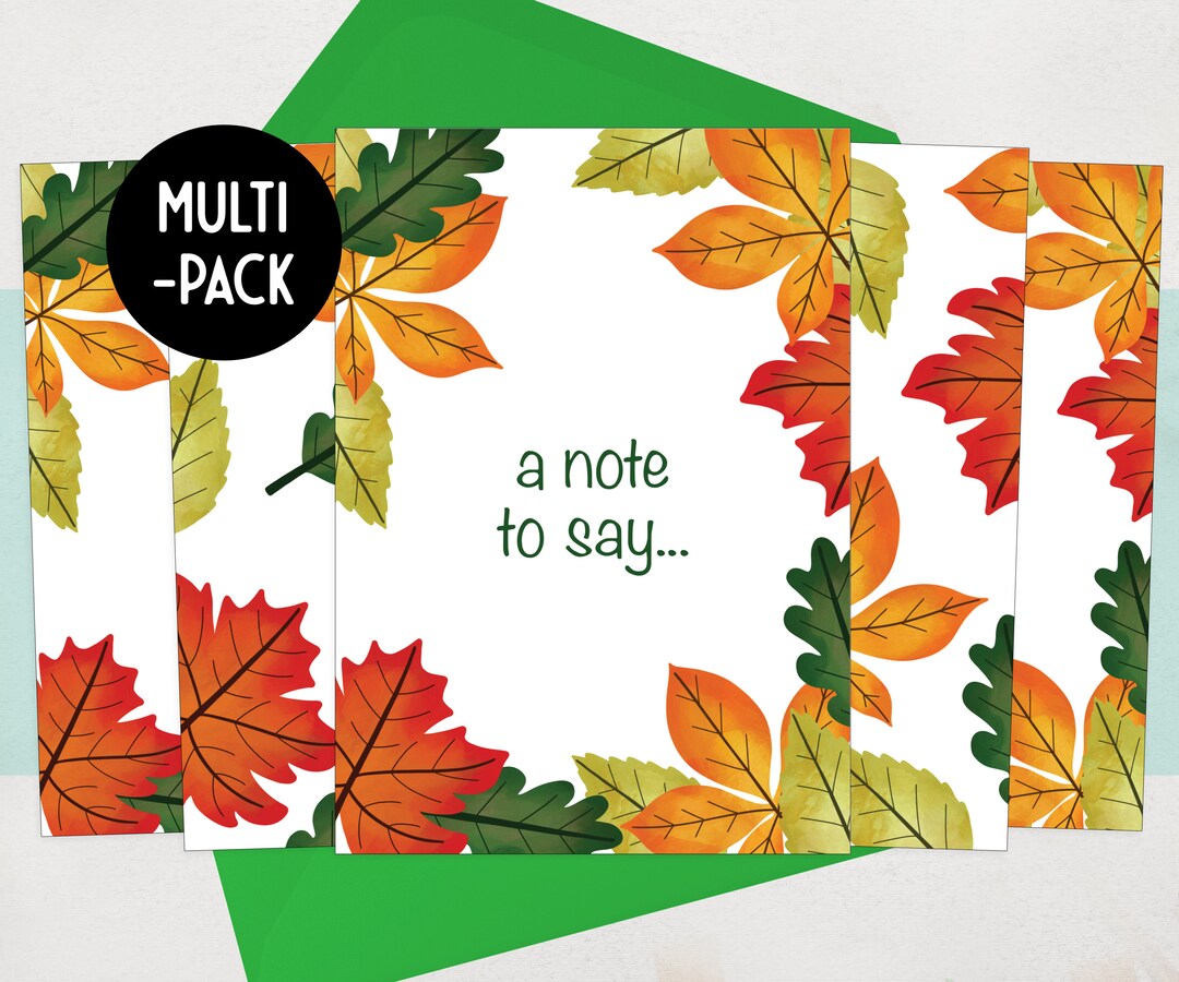 Autumn Note Cards, Notelets, Illustrated Autumn Leaves Print, Pack of ...