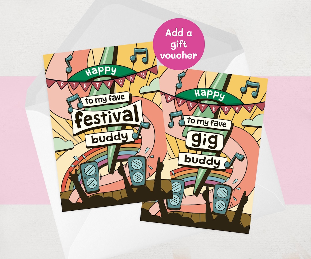 Festival Birthday Card: Gig Buddy Music Rave Design - Etsy