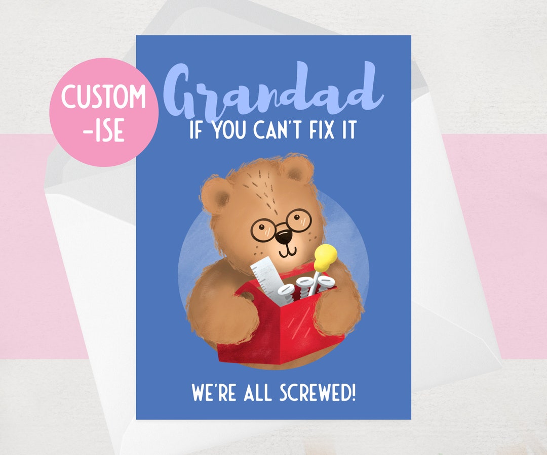 Grandad DIY Fathers Day Card Featuring Grandpa Bear With a - Etsy