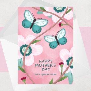 Illustrated Butterfly Mothers Day Card Beautiful Butterflies for a ...