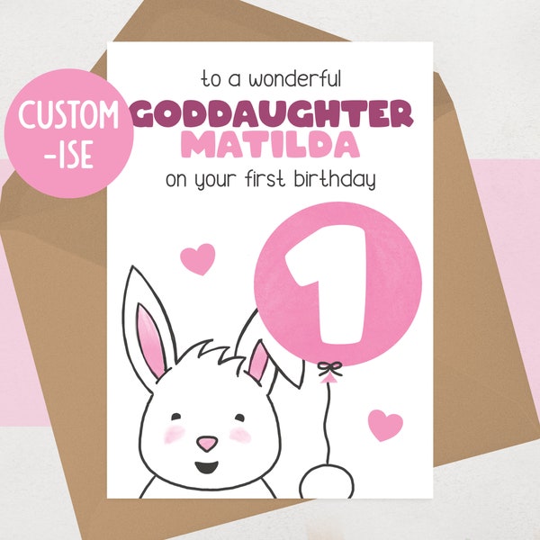 Goddaughter First Birthday Card - Etsy