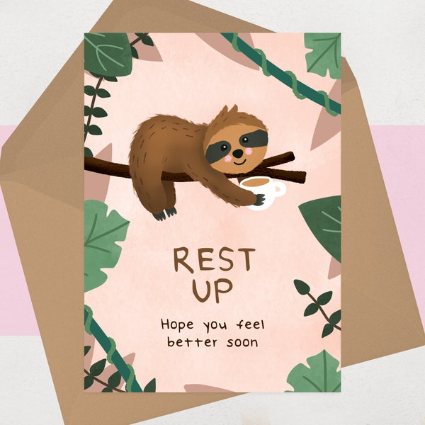 Get Well Soon Sloth Card - Etsy
