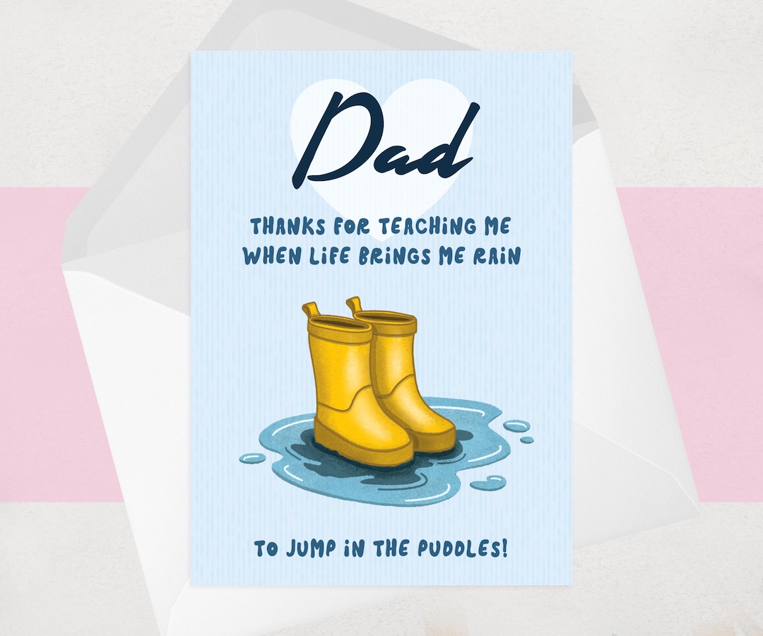 Father's Day Card: Yellow Wellies, Rain Puddles, Life Quote - Etsy