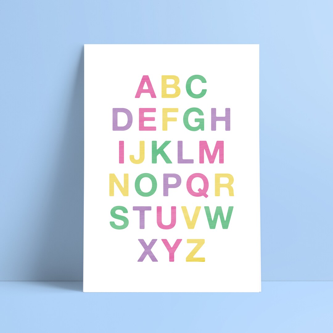 Pastel Rainbow Alphabet Print: Educational Kids Wall Art (A4) - Etsy UK