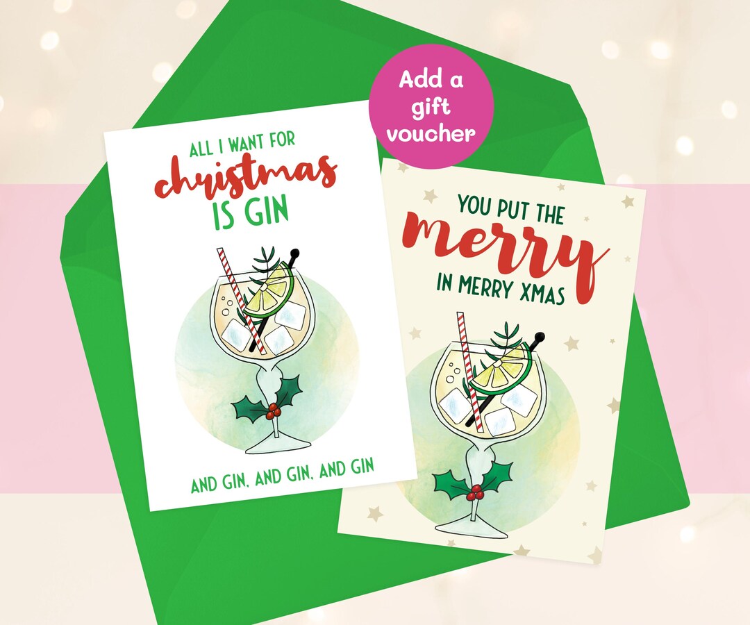 Funny Gin Christmas Card | Gin Lover Friend | Personalised for Her - Etsy