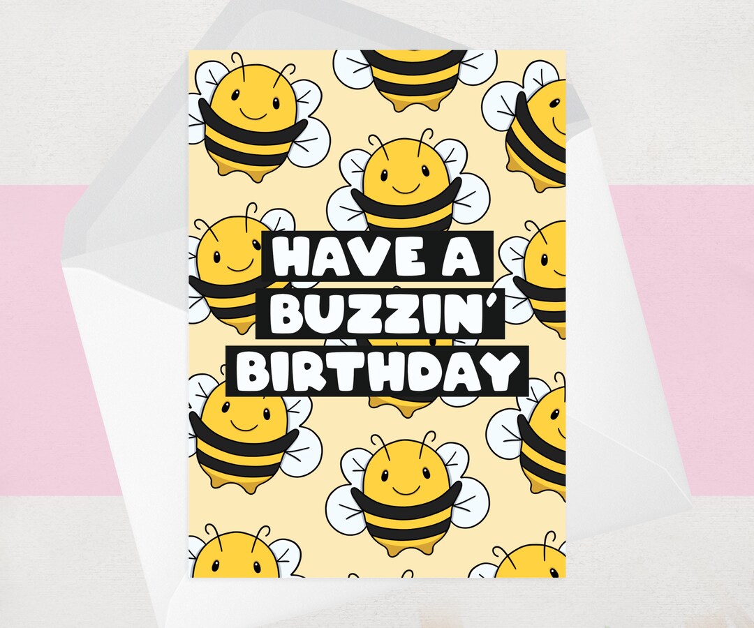 Bee Birthday Card - Cute Bumble Bees - Manchester Birthday - Funny Pun ...