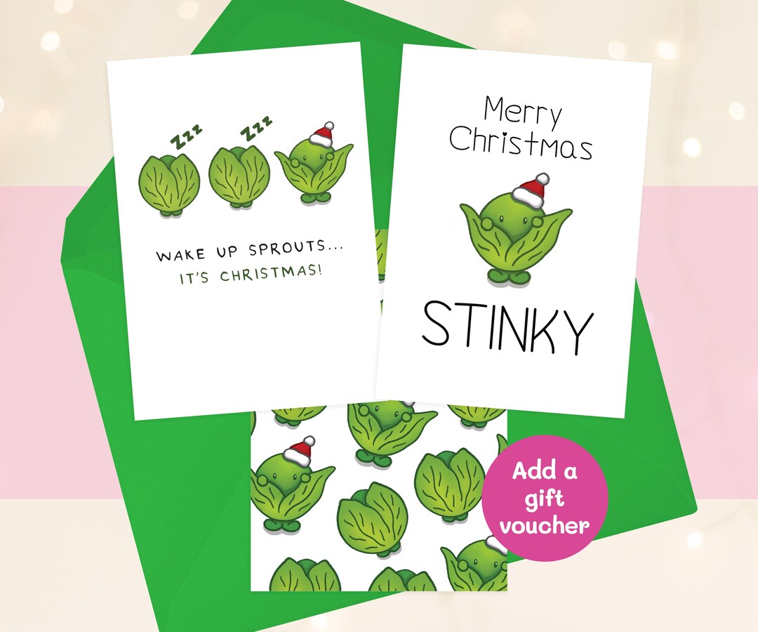 Funny Sprout Christmas Cards Pack | Cheeky Rude Sprout Pun Card & Gift ...