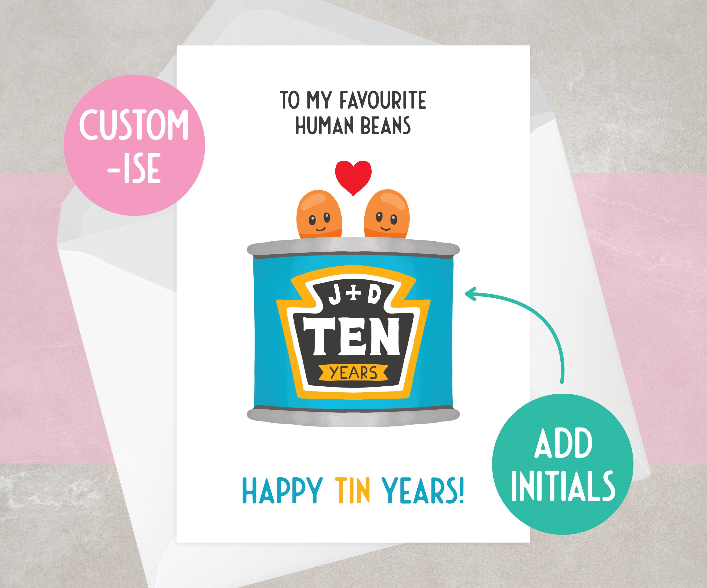 10-year-anniversary-card-for-couple-for-friends-funny-10th-etsy-uk