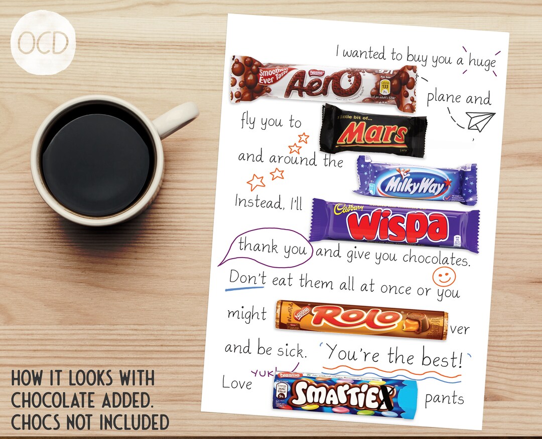 Thank You Candygram Instant Download: A4 Printable Teacher Thanks Gift ...