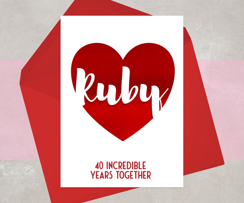 Personalised Ruby Anniversary Card: 40th Wedding Anniversary for ...