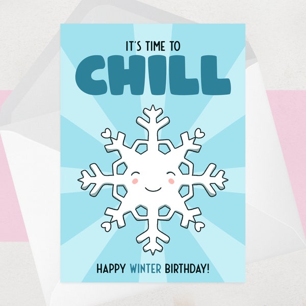 Cute Winter Birthday Card - Etsy UK