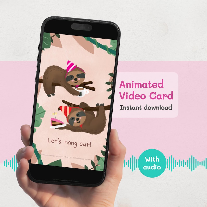 Animated Sloth Birthday Card | Luxury Digital Ecard | Instant Video ...