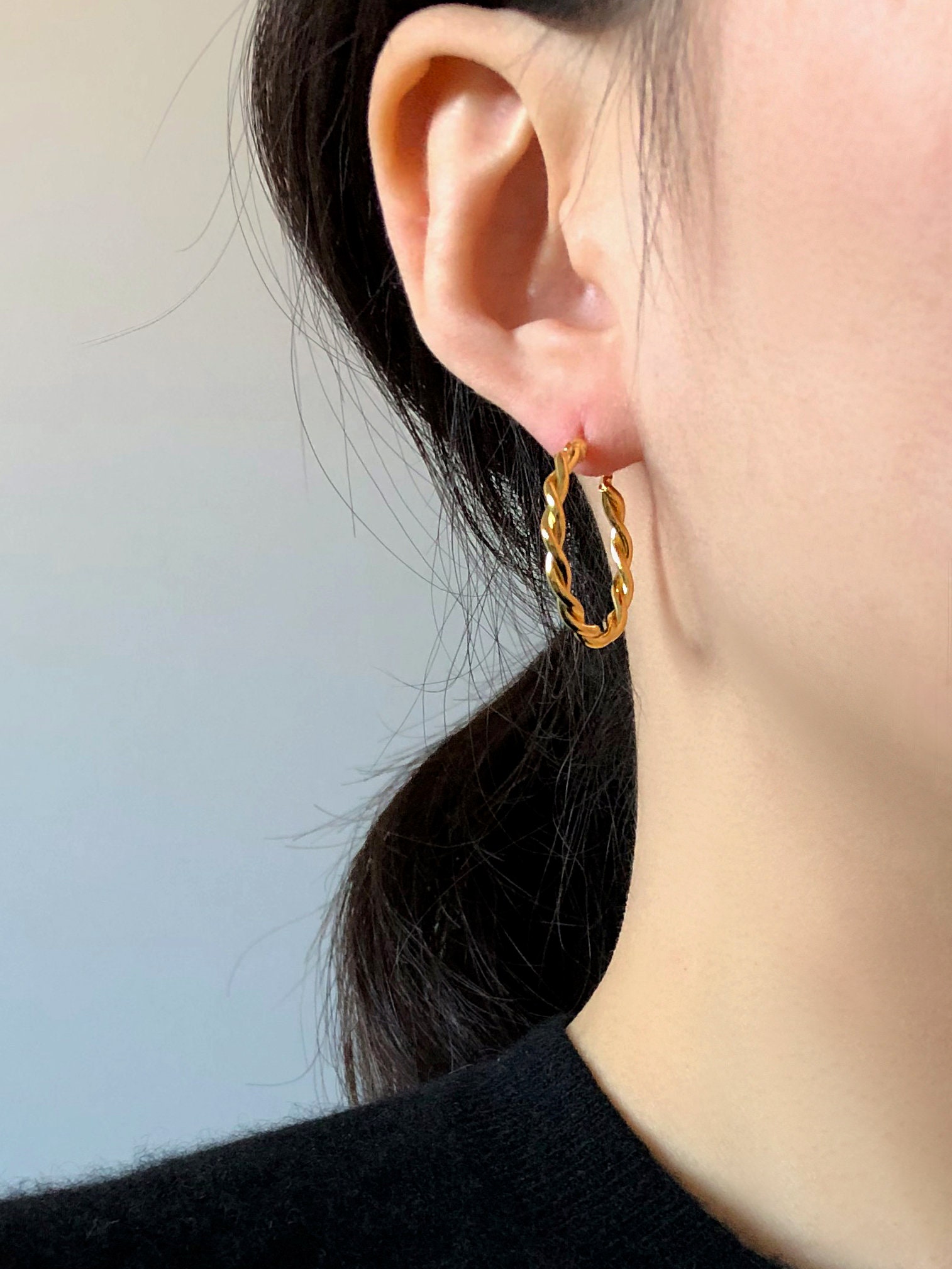 Gold Braided Hoop Earrings (large)- Gold Vermeil on Sterling Silver ...