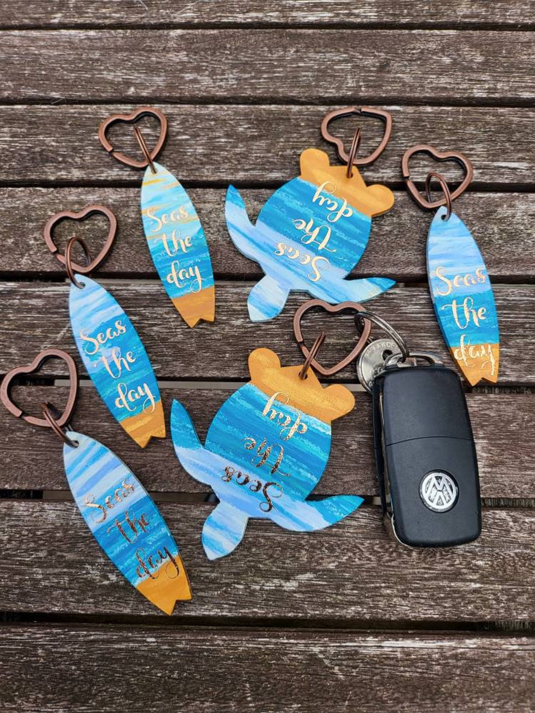 Ocean Themed Keyring| Sea Turtle Gift | Miniature Piece of Art to Carry ...